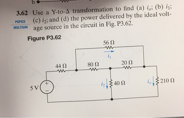 Solved 3.62 Use a Y-to-A transformation to find (a) io; (b) | Chegg.com