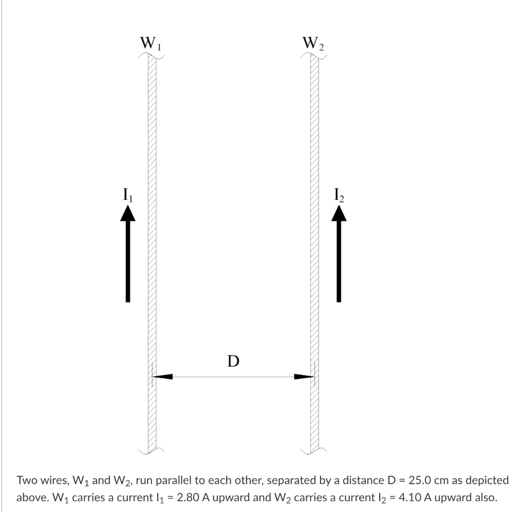 Solved W W2 I 12 D Two wires, W1 and W2, run parallel to | Chegg.com