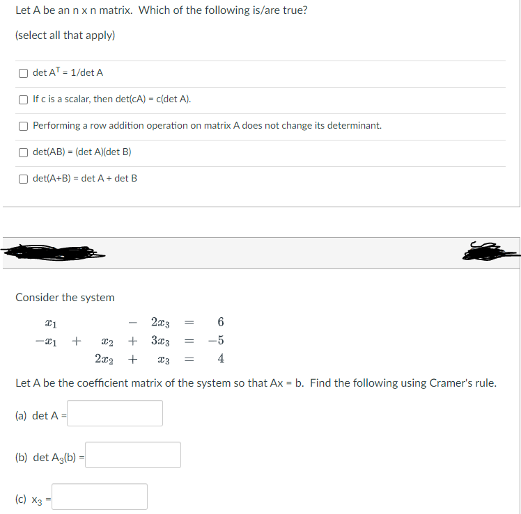Solved Let A be an n×n matrix. Which of the following is/are | Chegg.com