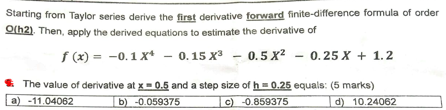 Solved Starting from Taylor series derive the first | Chegg.com