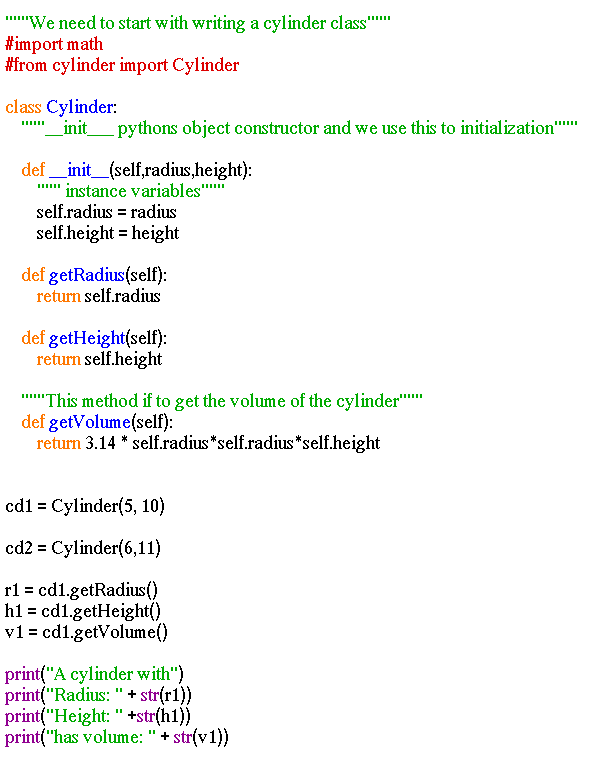 Solved Modify the cylinder class you have already written in | Chegg.com