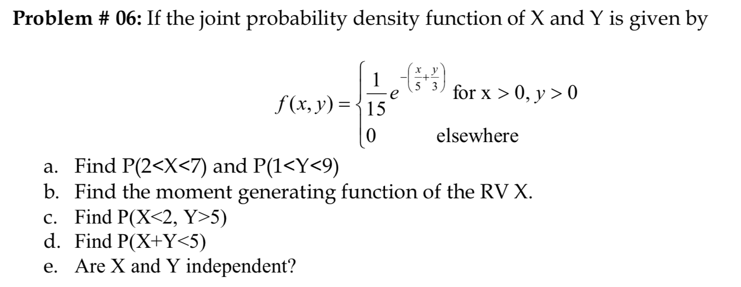 Solved If the joint probability density function of X and Y | Chegg.com