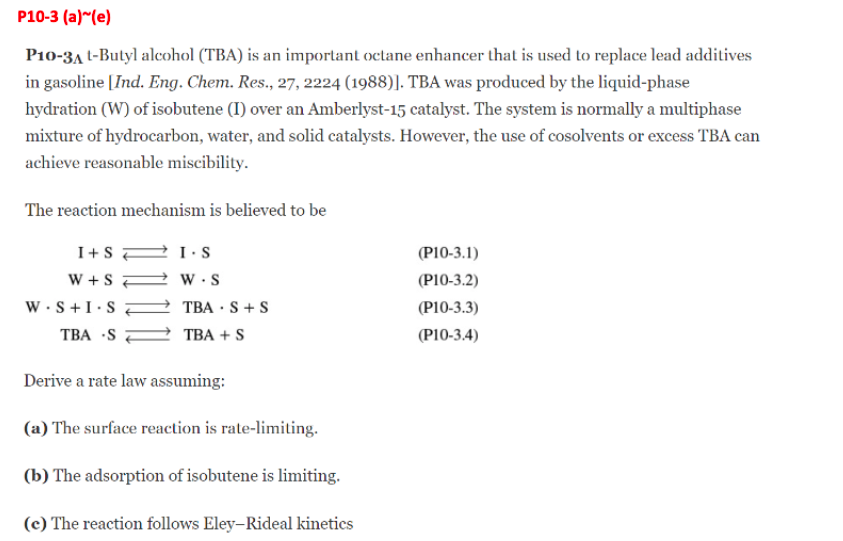 Solved P10-3^ t-Butyl alcohol (TBA) is an important octane | Chegg.com