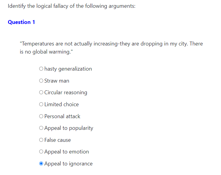 Solved Identify the logical fallacy of the following | Chegg.com
