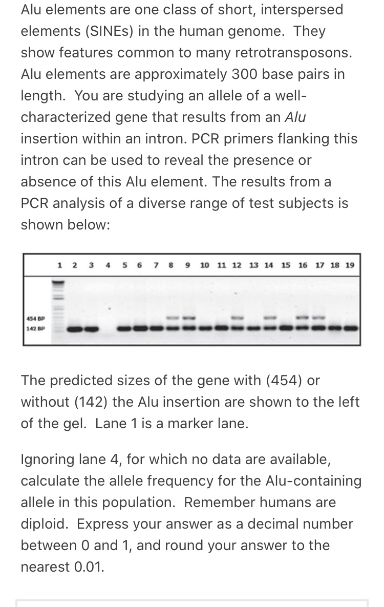 Solved Alu elements are one class of short, interspersed | Chegg.com
