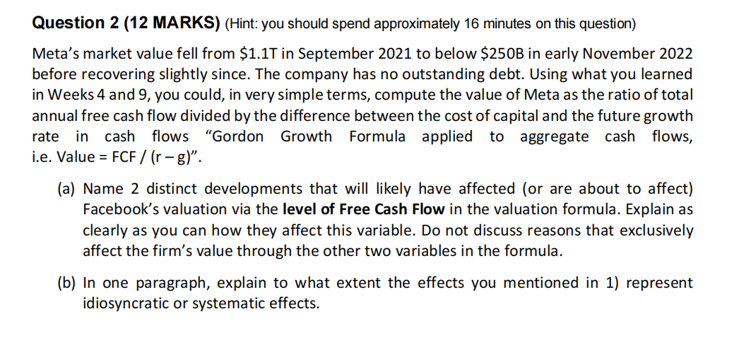 Solved Question 2 (12 MARKS) (Hint: you should spend | Chegg.com