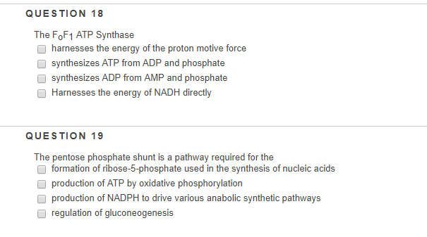 Solved QUESTION 18 The FoF1 ATP Synthase harnesses the | Chegg.com