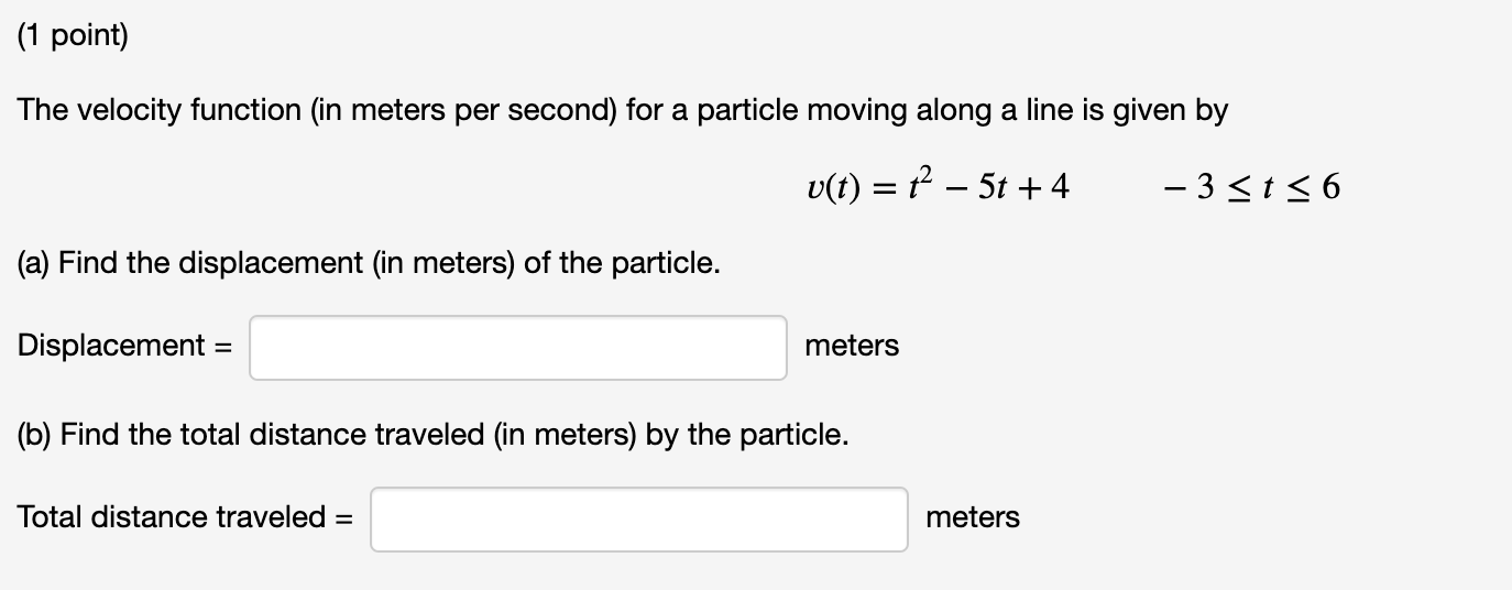 Solved The velocity function (in meters per second) for a | Chegg.com