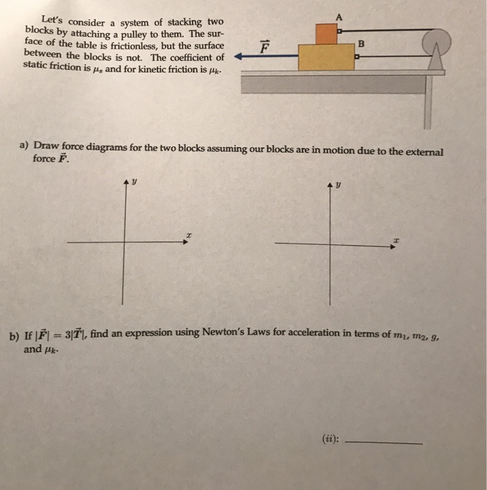 Solved Let's consider a system of stacking two blocks by | Chegg.com
