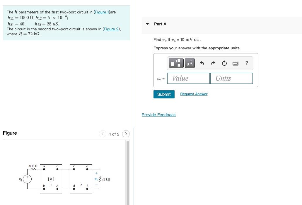 Solved The h parameters of the first two-port circuit in | Chegg.com