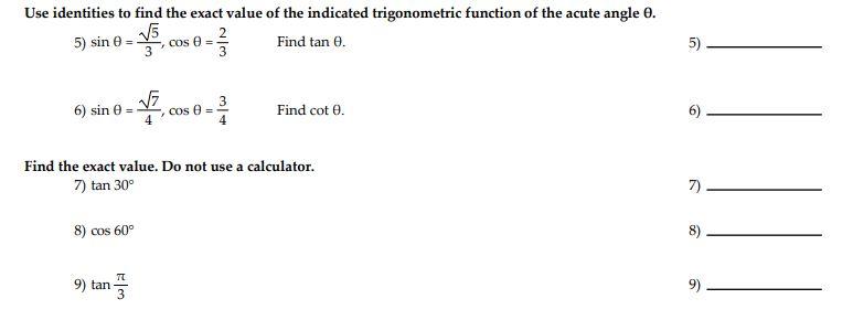 Solved Use identities to find the exact value of the | Chegg.com