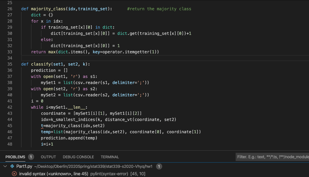Solved Why does it keep saying invalid syntax? idx is just a | Chegg.com