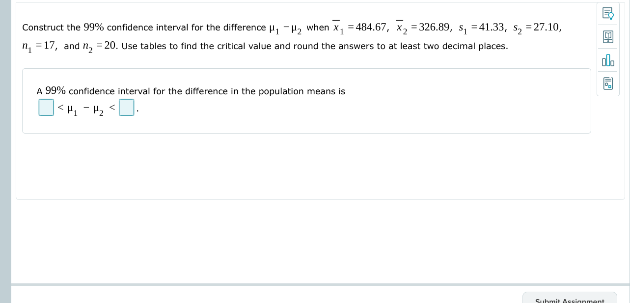 Solved Construct the 99% confidence interval for the | Chegg.com