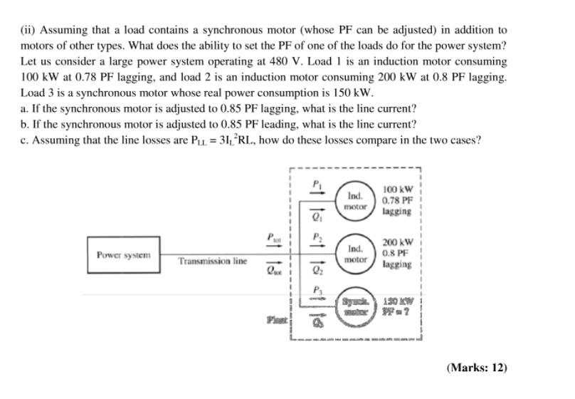 Solved (ii) Assuming that a load contains a synchronous | Chegg.com