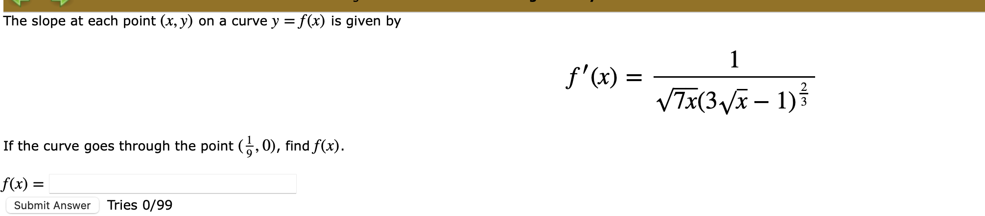 Solved The slope at each point (x,y) ﻿on a curve y=f(x) ﻿is | Chegg.com