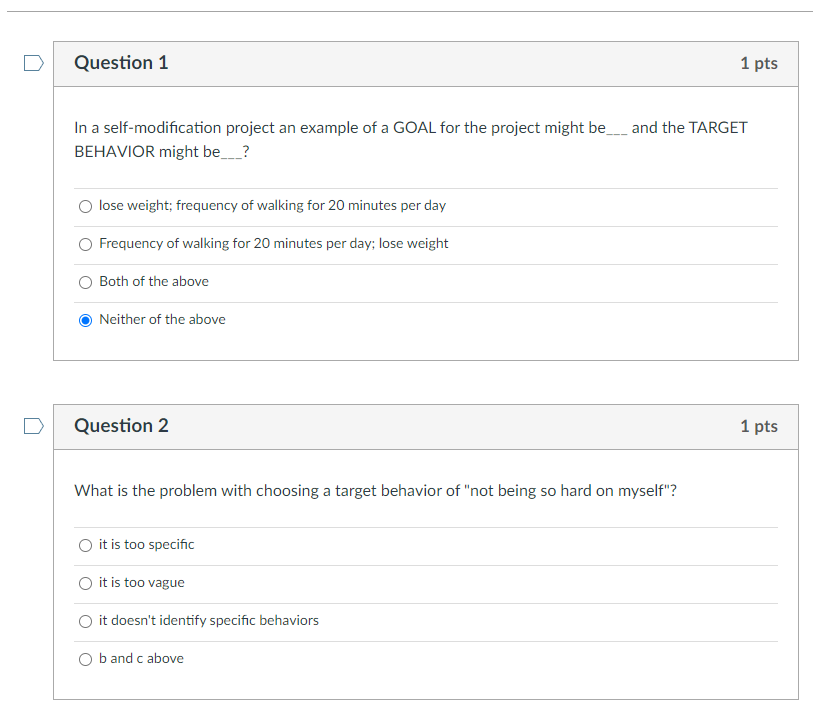 Solved In a self-modification project an example of a GOAL | Chegg.com