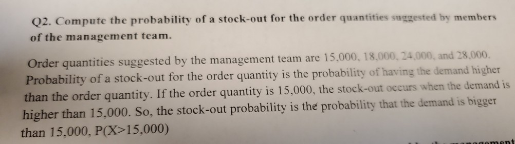 Solved Q2. Compute the probability of a stock-out for the | Chegg.com