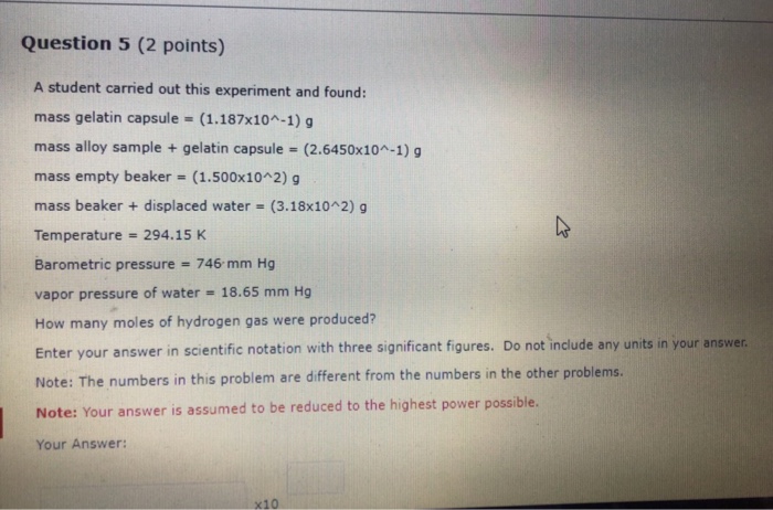 Solved Question 5 (2 points) A student carried out this | Chegg.com