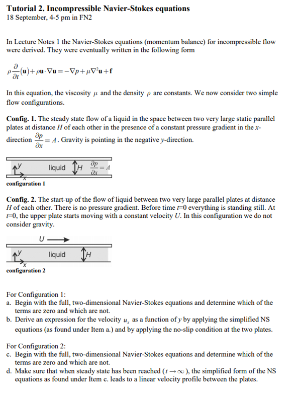 Solved Tutorial 2. Incompressible Navier-Stokes equations 18 | Chegg.com