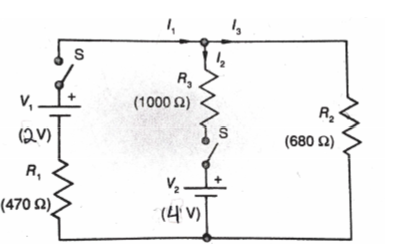 Solved A two-loop circuit with three resistors and two power | Chegg.com