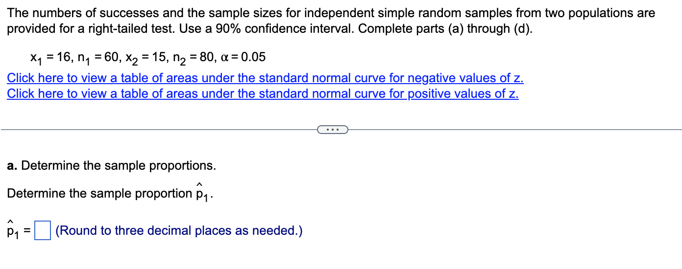 Solved The numbers of successes and the sample sizes for | Chegg.com