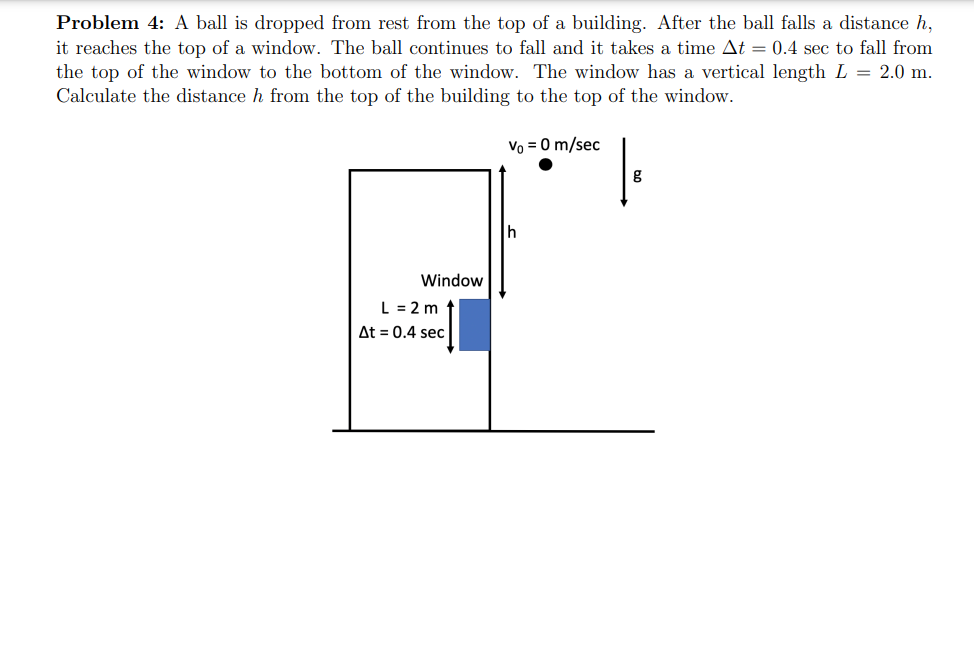 Solved Problem 4: A ball is dropped from rest from the top | Chegg.com