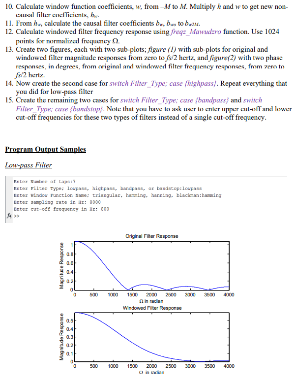 EXPERIMENT #5 FIR Filter Design Using Window | Chegg.com