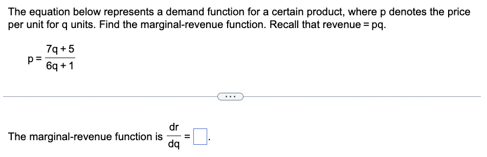 Solved The equation below represents a demand function for a | Chegg.com