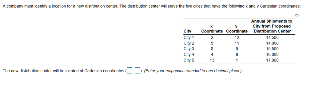 Solved A company must identify a location for a new | Chegg.com