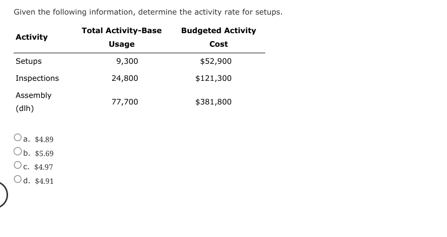 Solved Given the following information, determine the | Chegg.com