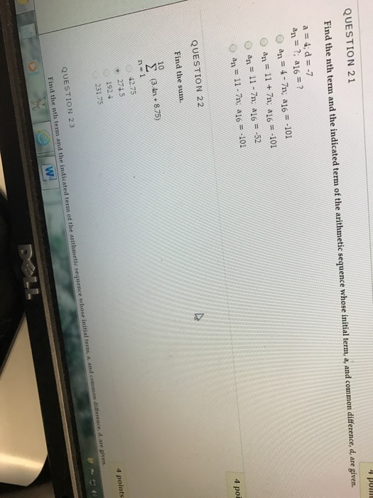 Solved Find the nth term and the indicated term of the | Chegg.com