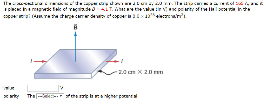 Solved The cross-sectional dimensions of the copper strip | Chegg.com