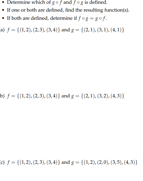 Solved Determine which of g of and fog is defined. • If one | Chegg.com