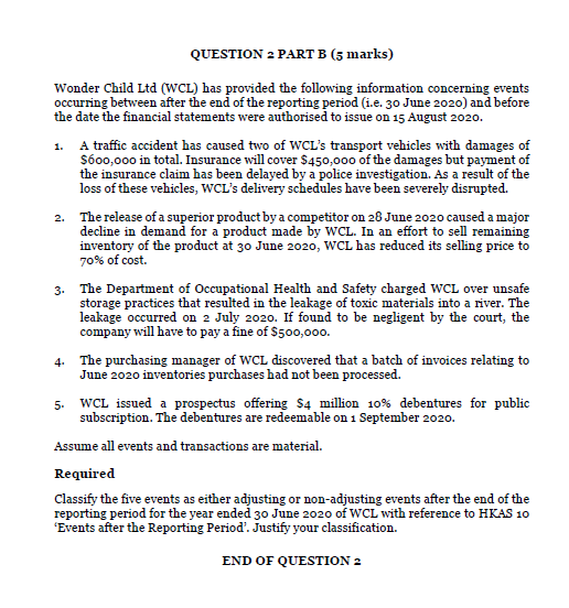 Solved QUESTION 2 PART B (5 marks) Wonder Child Ltd (WCL) | Chegg.com
