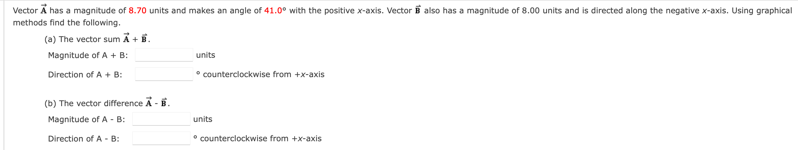 Solved methods find the following. (a) The vector sum A+B. | Chegg.com