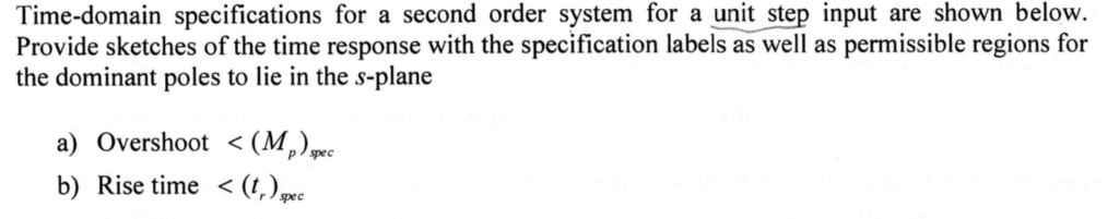 Solved Time-domain specifications for a second order system | Chegg.com