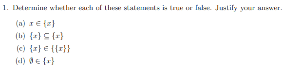 Solved 1. Determine whether each of these statements is true | Chegg.com