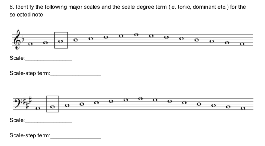 6. Identify the following major scales and the scale | Chegg.com