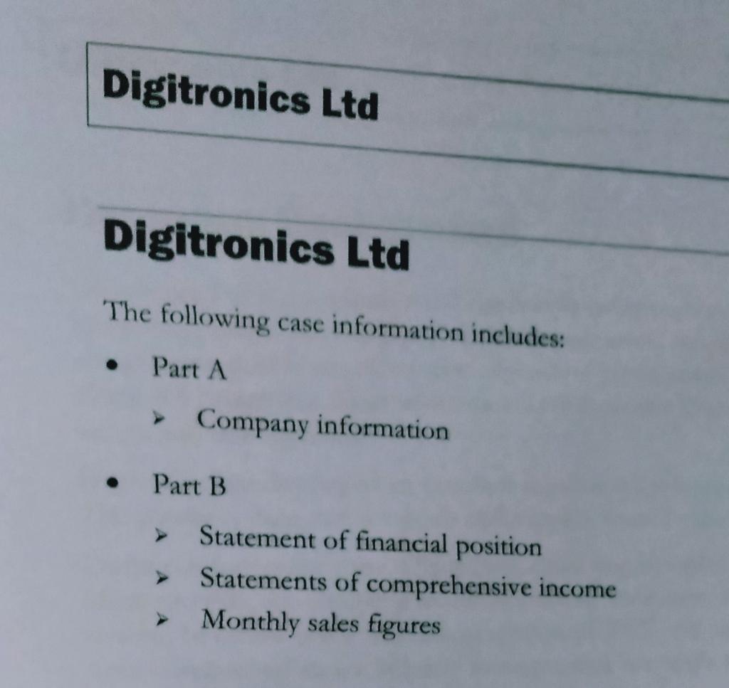 Solved Digitronics Ltd Digitronics Ltd The following case | Chegg.com