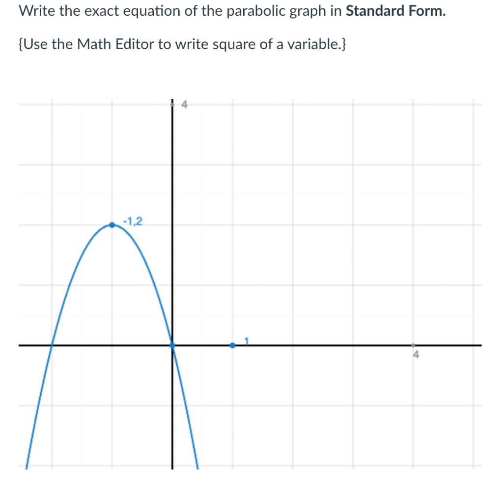 Solved Write the exact equation of the parabolic graph in | Chegg.com