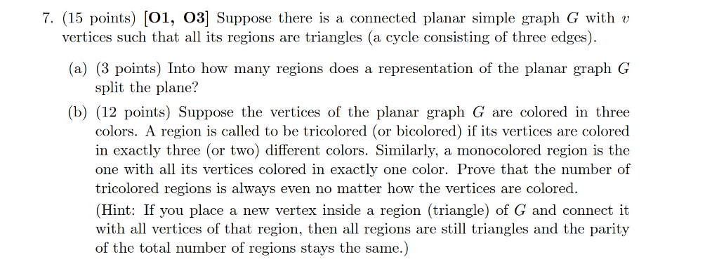 Solved 7. Suppose there is a connected planar simple graph G | Chegg.com