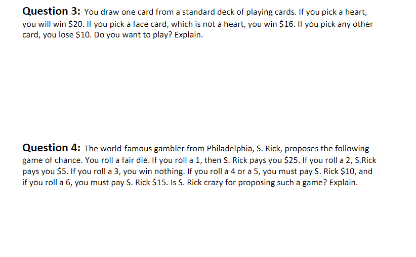 Solved Question 3: You draw one card from a standard deck of | Chegg.com
