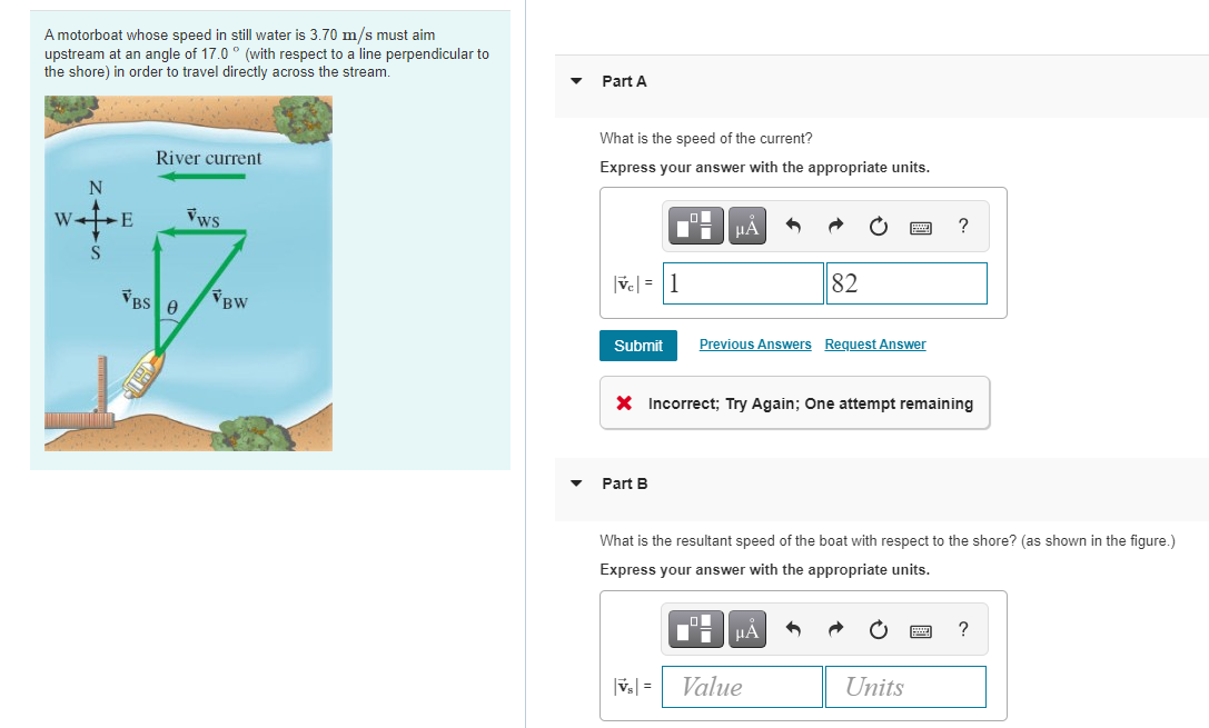 Solved A motorboat whose speed in still water is 3.70 m/s | Chegg.com