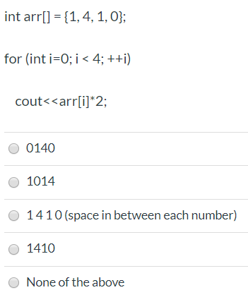 Solved int arr[] = {1,4, 1, 0); for (int i=0; i