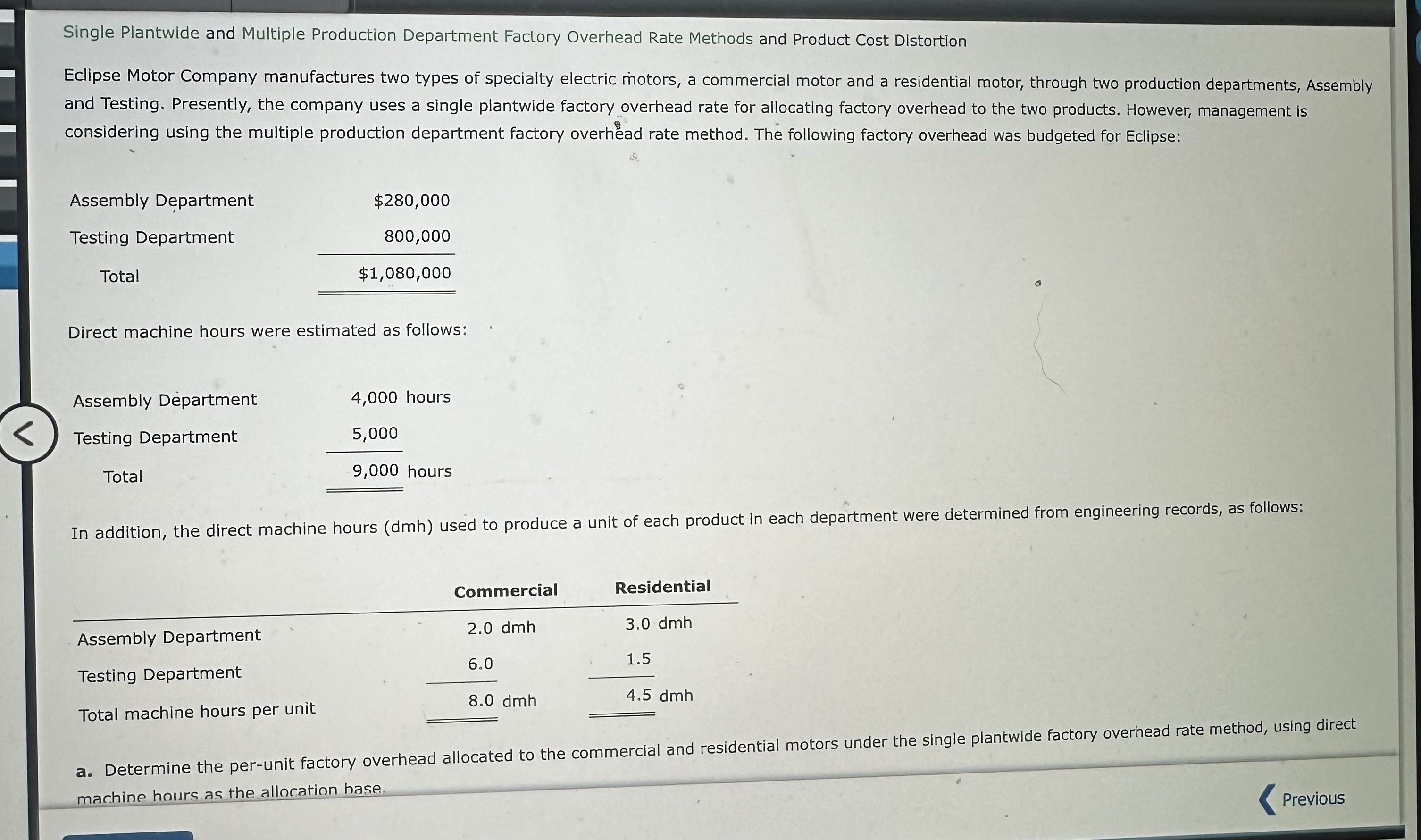 Solved Single Plantwide and Multiple Production Department | Chegg.com