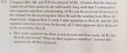Solved P37. Compare GBN, SR, and TCP (no delayed ACK). | Chegg.com