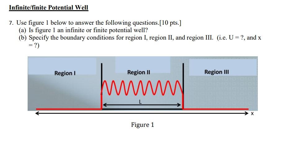Solved Infinite/finite Potential Well 7. Use figure 1 below | Chegg.com