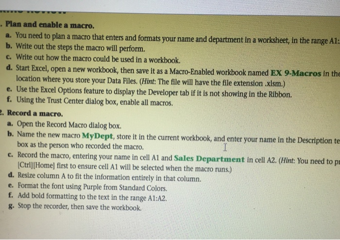 Solved Plan and enable a macro. a. You need to plan a macro | Chegg.com