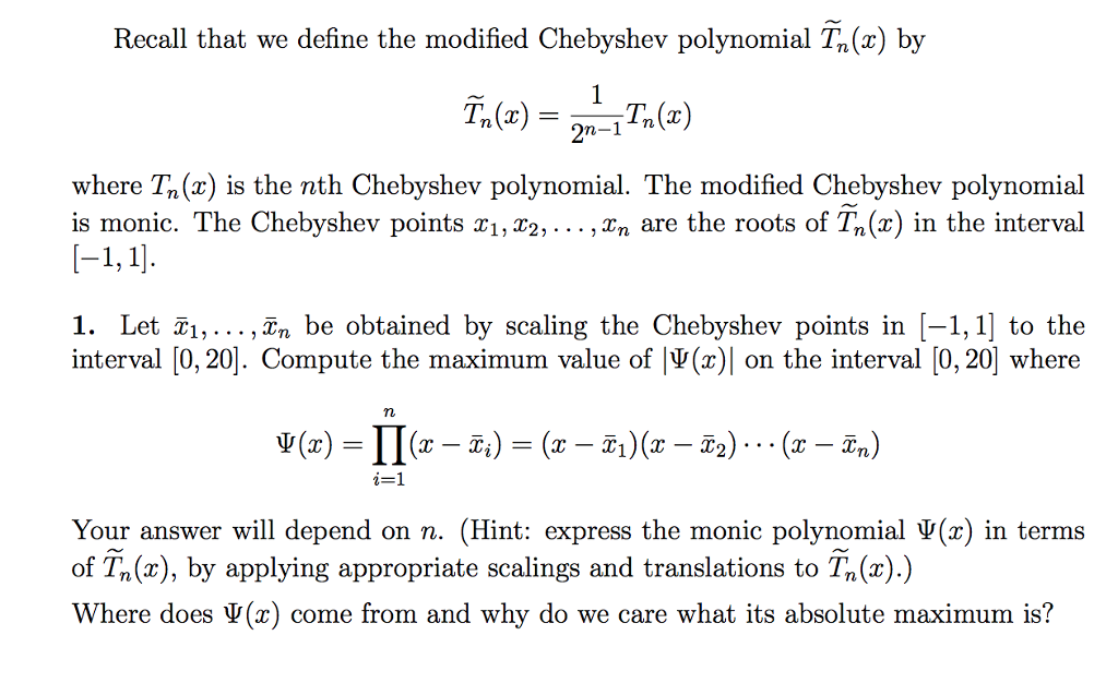 Solved Recall that we define the modified Chebyshev | Chegg.com