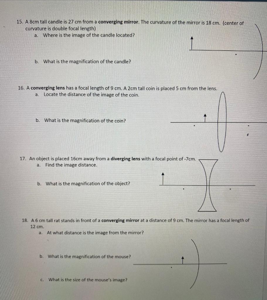 Solved 17. ﻿An object is placed 16cm away from a diverging | Chegg.com
